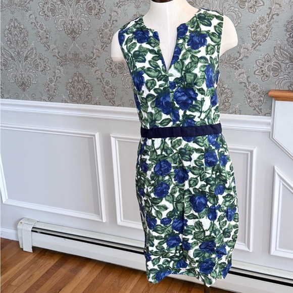 Milly | Dresses | Milly Blue And Green Floral Midi Dress | Poshmark